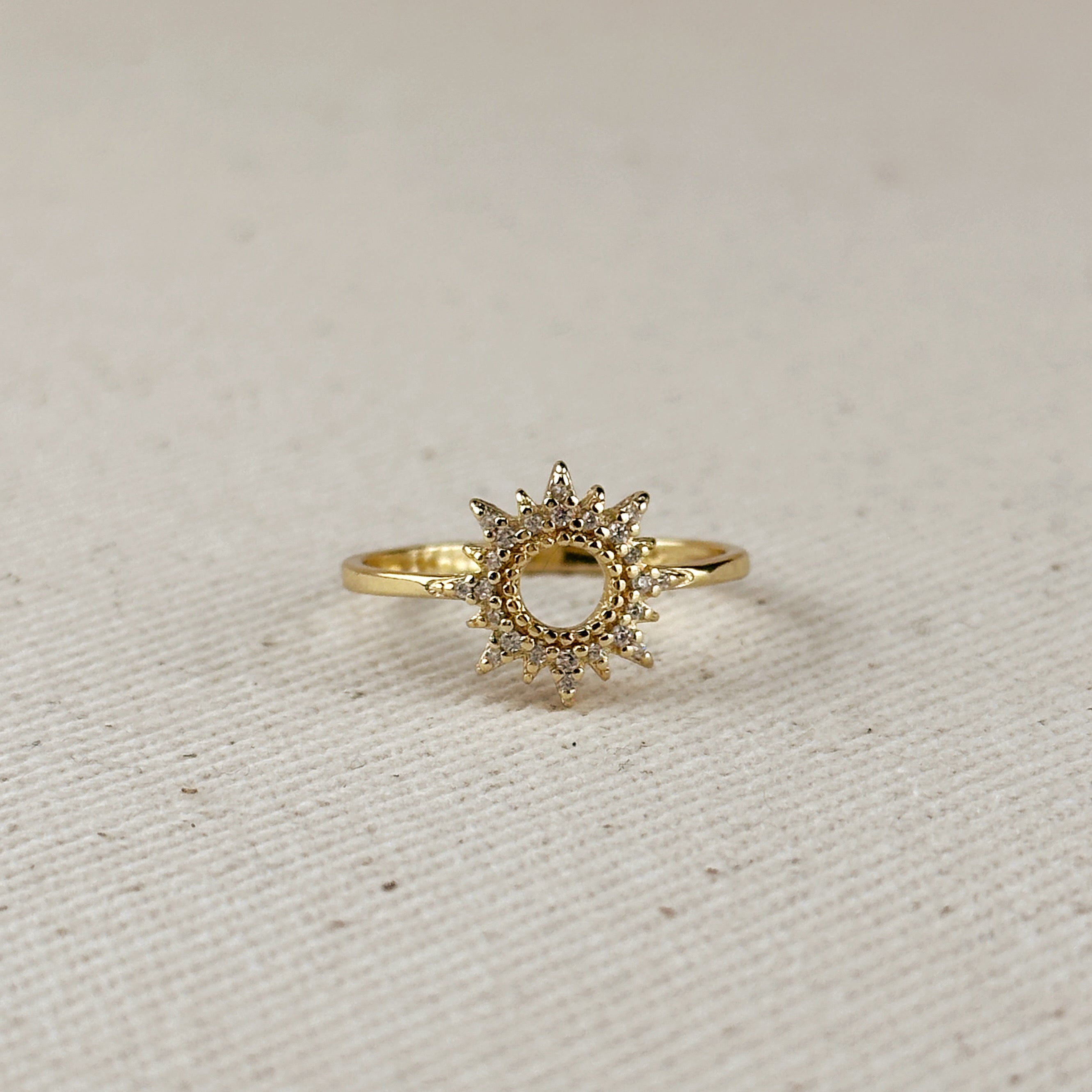 18k Gold Filled Round Spike CZ Ring – GoldFi