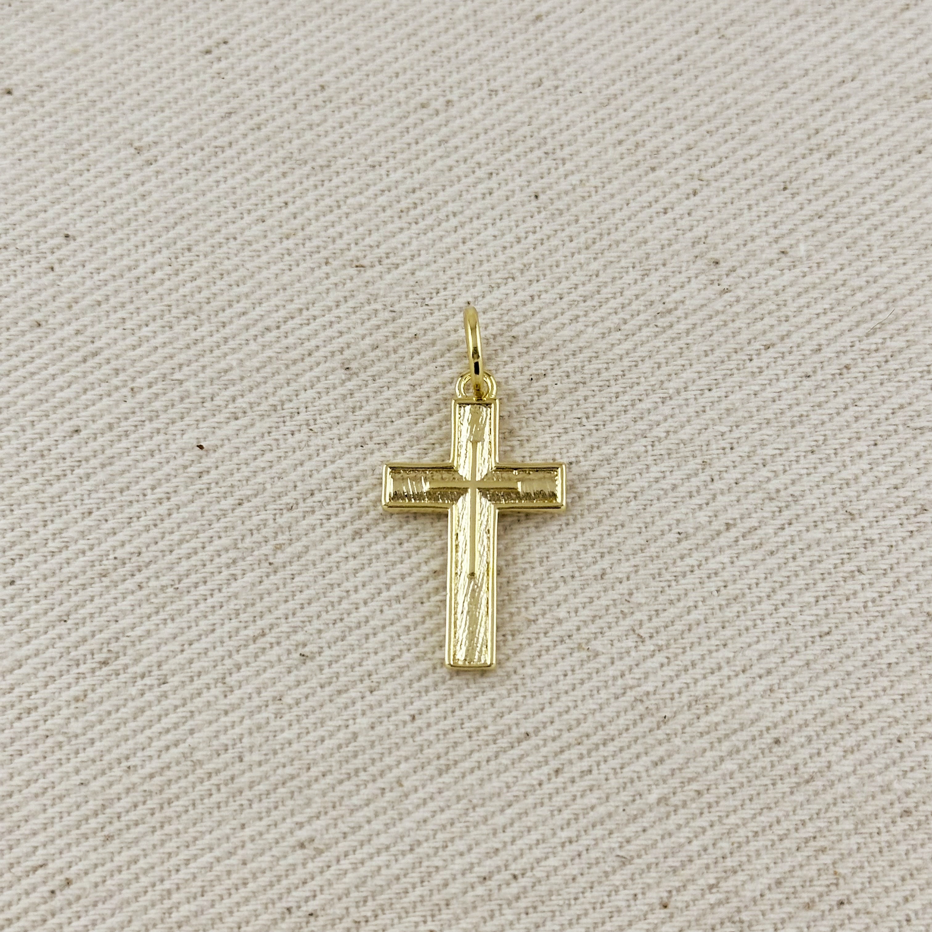 18k Gold Filled Textured Cross Charm – GoldFi