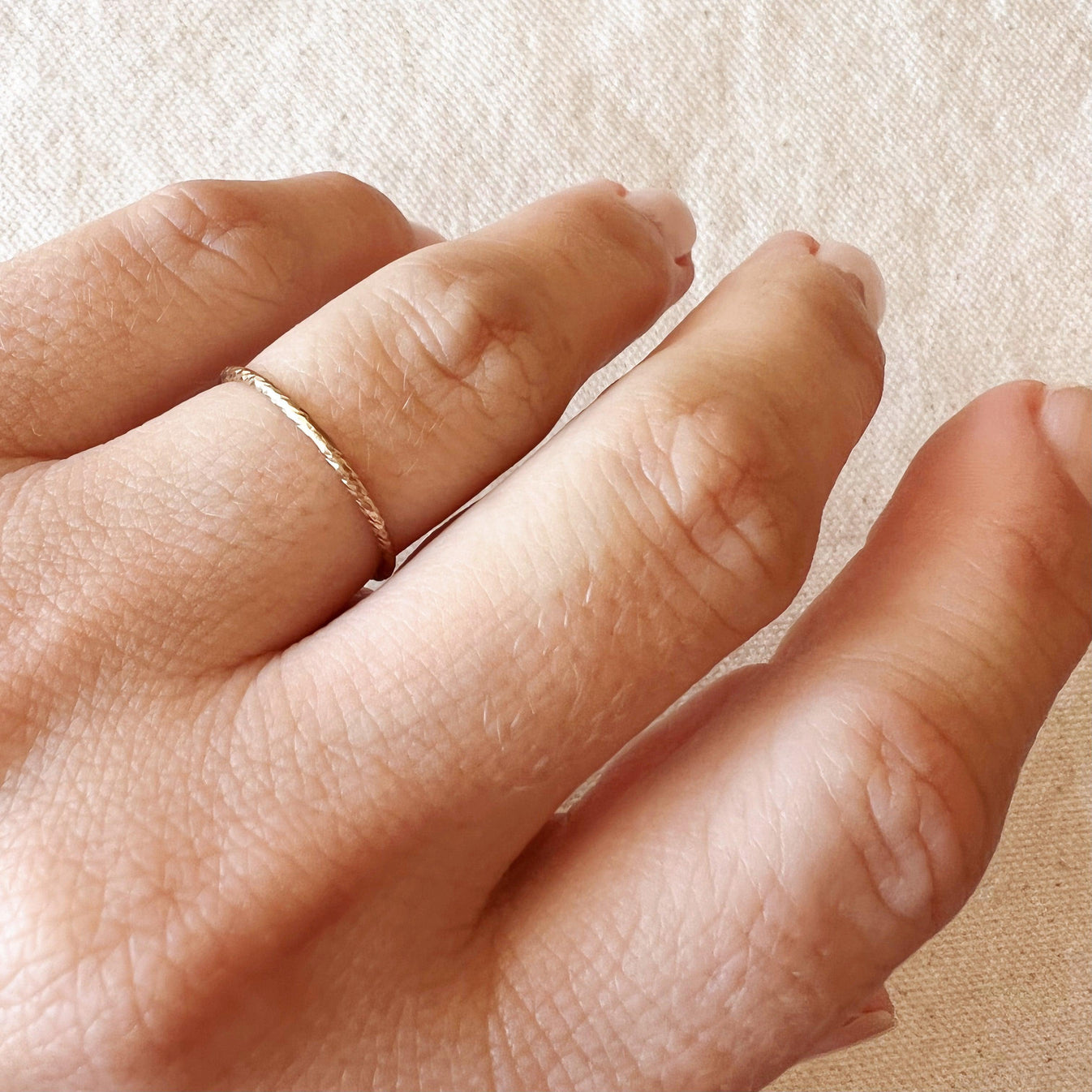 14k Gold Filled 1mm Sparkling Cut Stackable Ring Wholesale Jewelry – GoldFi