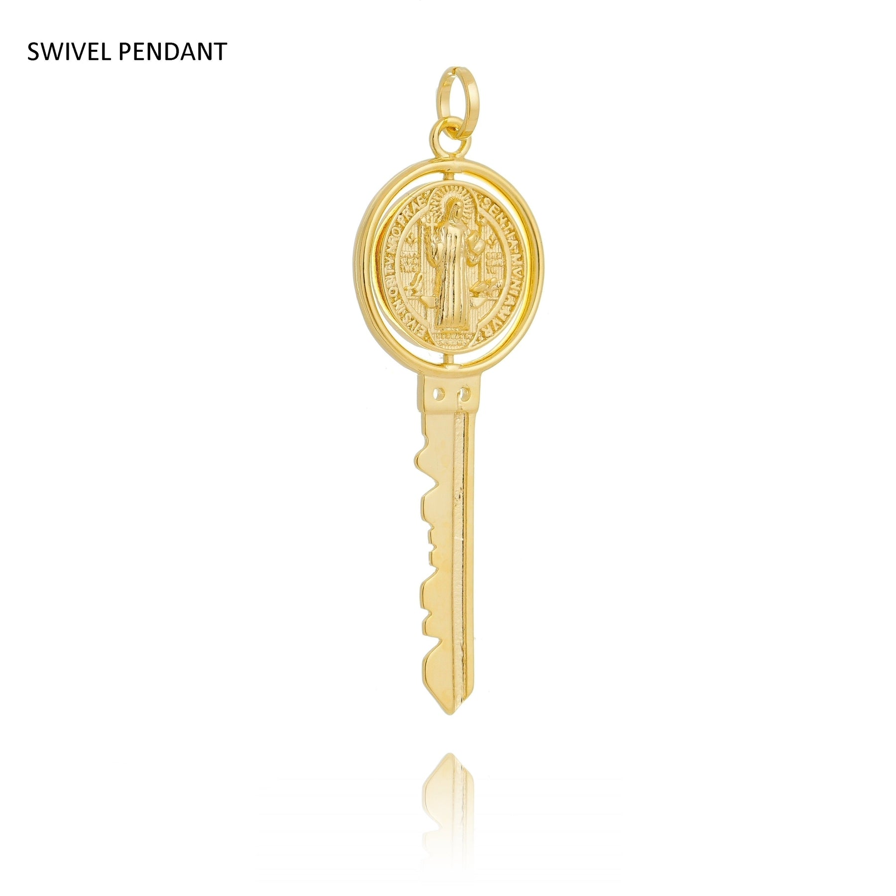 18k Gold Filled Key Pendant Featuring Swivel Medal Of St. Benedict ...