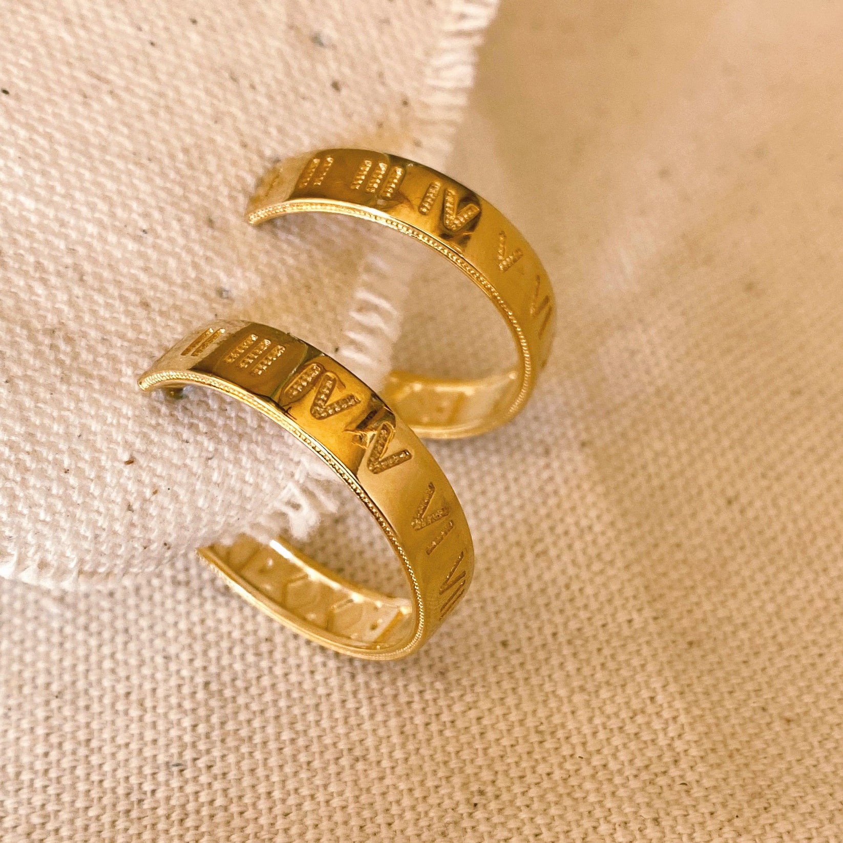 18k Gold Filled Roman Numerals C Hoop Earrings – GoldFi