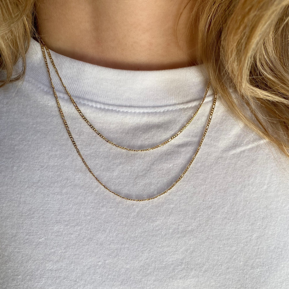 18k Gold Filled Thin Figaro Chain – GoldFi